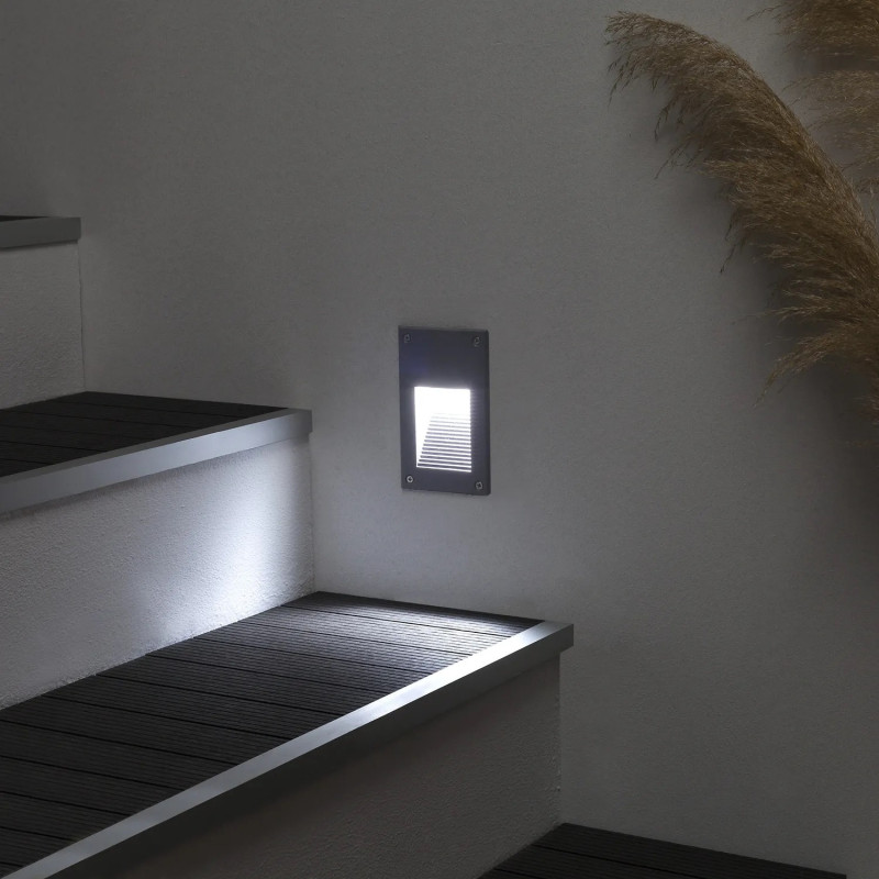 Spot de balisage 3w LED vertical d'escalier mur encastrable rectangle gris